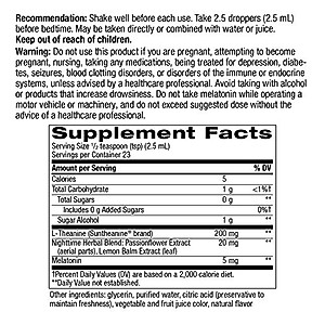 Nature's Way Sleep Tonight Melatonin Drops with L-Theanine, Non-Habit Forming Support*, 2 Oz, Cherry Flavor