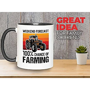 Bubble Hugs Farmer Birthday Two Tone Black Edition Coffee Mug 11oz - Forecast Farming - Dry Farming Farm ranch Market Garden Agricultural Seed Drill Acre Hay Tractor Farmer Crops