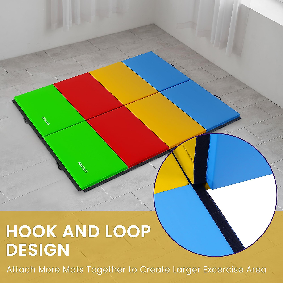 Signature Fitness All-Purpose 4'x10'x2" Extra Thick High Density Anti-Tear Gymnastics Gym Folding Exercise Aerobics Mats, Multiple