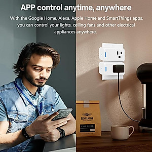 4pack Smart Plug Wireless Mini Outlet with Schedule,Remote Control Your Devices,Occupies Only One Socket, Compatiable with Alexa Echo Google Home Assistant, Christmas Light Socket Timing Function