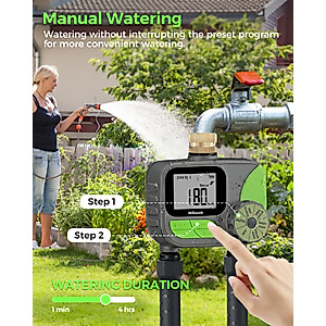 WILAWELS Brass Sprinkler Timer 2 Zone, Programmable Garden Water Timer, Automatic Irrigation Timer with Rain Delay/Manual/Auto Mode, Waterproof and Leak-Proof, for Yard, Garden, Lawn, 2 Outlet B12WT06