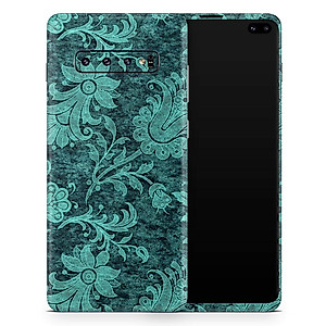 DesignSkinz Green and Teal Floral Velvet v3 Protective Vinyl Decal Wrap Skin Cover Compatible with The Samsung Galaxy S20 (Screen Trim & Back Glass Skin)