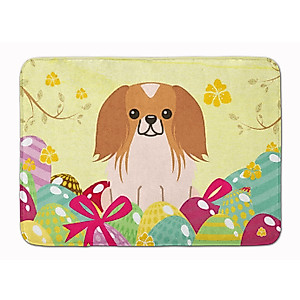 Caroline's Treasures BB6103RUG Easter Eggs Pekingese Red White Machine Washable Memory Foam Mat, Bathroom Rug, Non-Slip Bath Mat, Durable Thick Washable Rugs for Kitchen, Bathroom Quick Dry, Decorativ