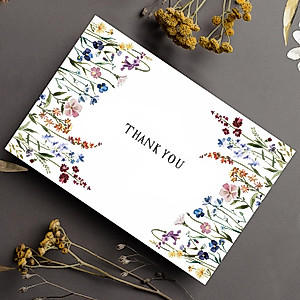WEIZHEN Wildflower Thank You Cards with Envelopes (Bulk 20-4x6) - Thank You Notes Set - Floral Thank You Cards with Envelope - for Birthdays, Weddings, Bridal Showers, Baby Showers