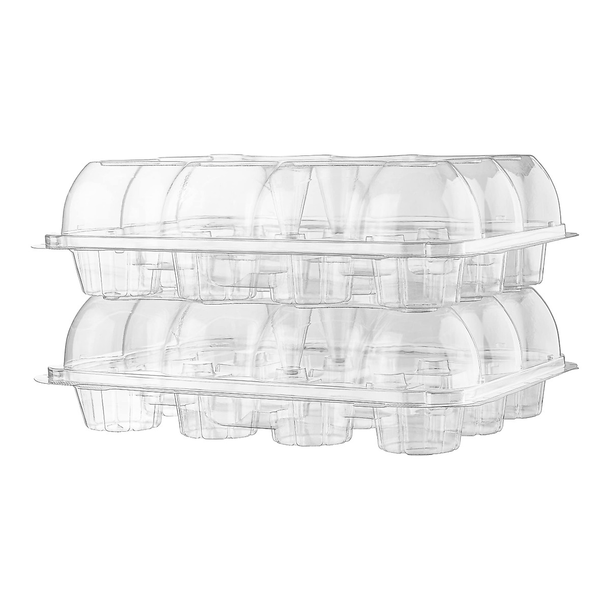 5 Cupcake Containers Plastic Disposable | High Dome Cupcake Boxes 12 Compartment Cupcake Holders Disposable Cupcake Carrier | Dozen Cupcake Trays | Durable Cup Cake Muffin Packaging Transporter