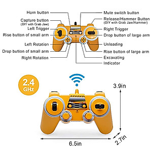 Mostop Remote Control Excavator 1/16 Scale 3 in 1 Shovel Loader RC Excavator Digger Toy with 2 Tools,17 Channel Full Functional RC Construction Truck Vehicle Tractor with Sound and Light