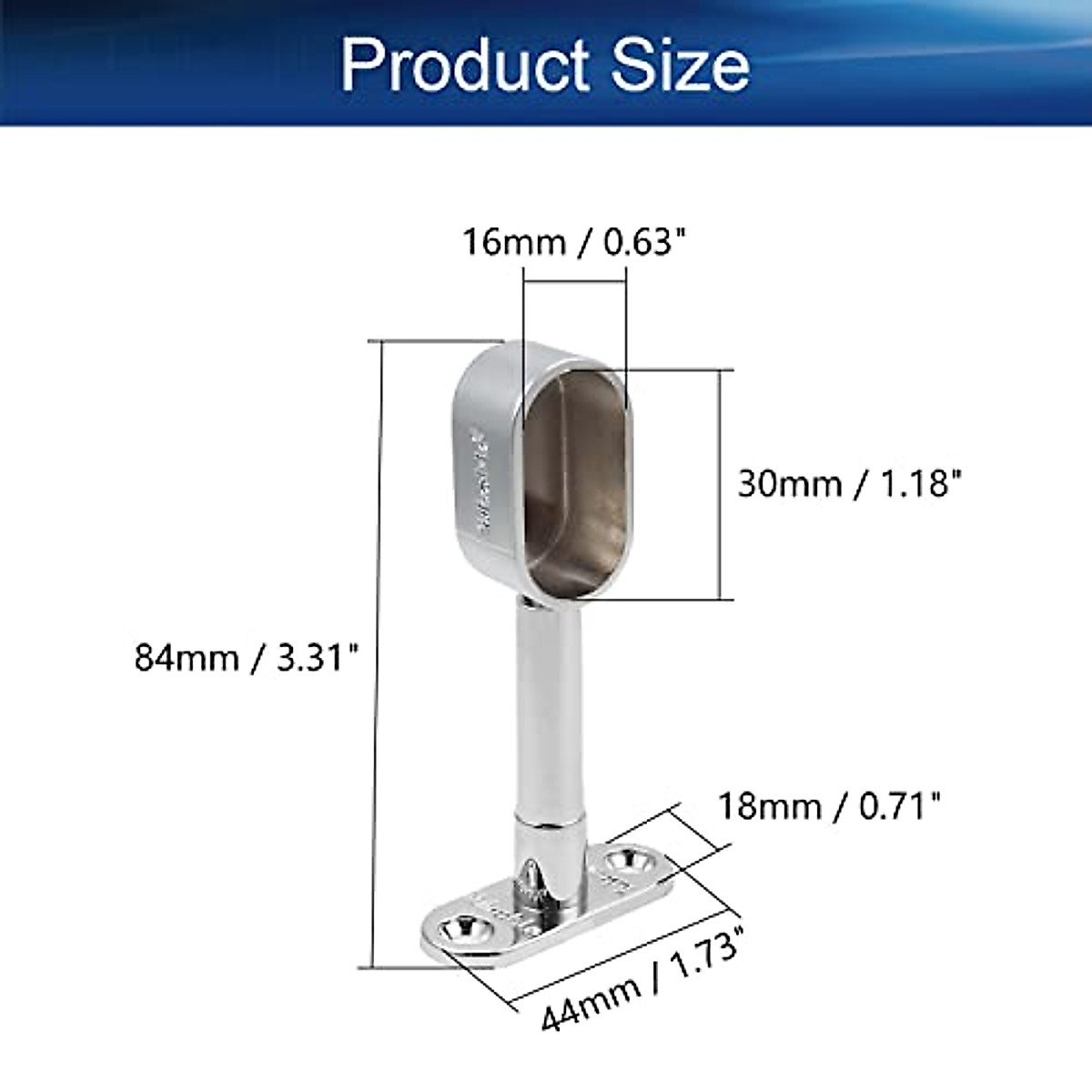 Yinpecly Shower Curtain Rods Wardrobe Pipe Lever Wall Mounted Support Bracket Suitable Pipe Diameter 0.63" x 1.18" Bright Light Tone 2pcs