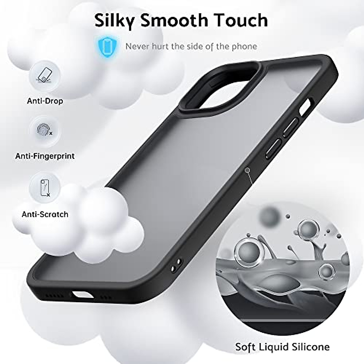 Anqrp Designed for iPhone 13 Mini Case, [Support Wireless Charging] Soft Silicone Slim Anti-Scratch Phone Case for iPhone 13 Mini 5.4 inch, Black