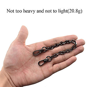 HAHIYO Mini Pochette Purse Chain Strap Thin Wide 6mm for LV Length 7.9 Inches Thick 2mm Shiny Black for Handbag Wallet Clutch Comfortable Flat Metal Strap 1 Pack