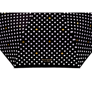 Kate Spade New York Black/White Travel Umbrella, Lightweight Compact Umbrella with Storage Sleeve, Polka Dots