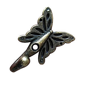 AOLZUNK 5 PCS Vintage Wall Mounted Hanger Hooks, Butterfly Hanger Hardware for Bedroom Bathroom Kitchen Clothes Hat Coat Towel with Screws, Bronze, Zinc Alloy