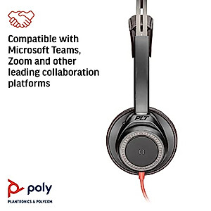 Poly (Plantronics + Polycom) Blackwire 7225 Wired USB-A Headset (Plantronics) - Black - Dual-Ear (Stereo) Computer Headset - Connect to PC/Mac via USB-A - Active Noise Canceling