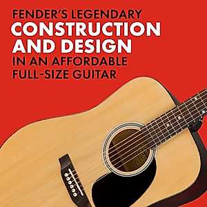 Squier by Fender Acoustic Guitar, with 2-Year Warranty, Dreadnought with Maple Fingerboard, Glossed Natural Finish, Mahogany Back and Side, Mahogany Neck, SA-150 Model