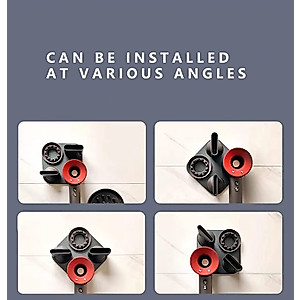 Wall Mount Holder for Dyson Hair Dryer,Magnetic Wall Bracket Frame for Dyson Supersonic Hair Blow Dryer,Accessories Organizer Storage Bracket Rack Fits Curler Diffuser,Nozzles and Power Cable(Black)