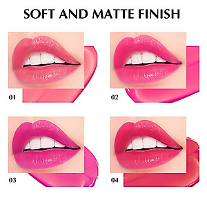 KYDA 4 Colors Lip Tint Stain Kit, Water Gel Lip Tint, Natural Matte Finish, Moisturizing Waterproof Lipstick, Lasting Lips Tattoo Makeup, by Ownest Beauty