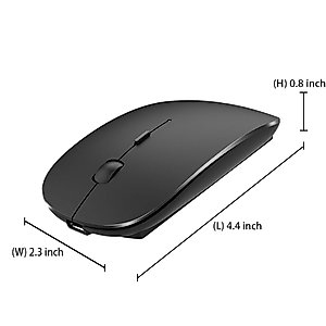 KLO 4 Modes Rechargeable Bluetooth Mouse/Bluetooth 3.0/5.2+USB-2.4G/Type-C,Bluetooth Mouse for MacBook pro/MacBook air/Laptop/iMac/ipad/Notebook/pc（BT/USB-C Black）