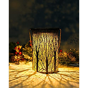 Solar Lanterns Outdoor Waterproof, 2 Pack LED Hanging Lanterns Solar Powered with Handle Waterproof, Decorative Retro Metal Solar Light for Table Garden Patio Yard Pathway Walkway Tree Fence Christmas