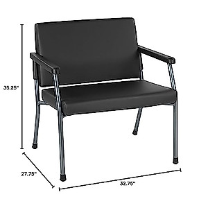 Office Star Bariatric Big and Tall Medical Office Chair with Oversized 29 Inch Wide Seat and Sturdy Metal Frame with Back Reinforcement, 500 Pound Limit, Dillon Black Faux Leather Fabric