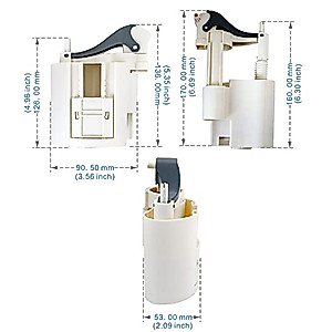 Lychee Light Dual Flush Valve Replacement Kit for One-piece Toilets, with Hydrator, Universal Tank Guts Rebuild Repair Parts and Assembly,3 Inch Dual Water Out (One-piece toilet fulsh valve)