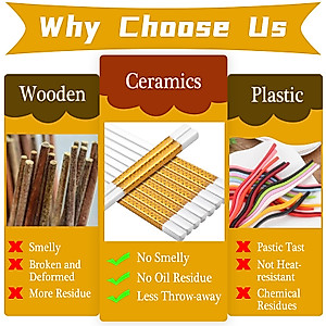 PLMMOUT 5 Pairs Ceramic Chopsticks,High-grade Chop Sticks,Porcelain Chopsticks Reusable Chopstick Set,Anti-Slip Chop Sticks Reusable Dishwasher Safe (9.7 Inch,Golden Pattern)