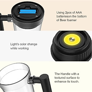 Beer Foamer,Electric Ultrasonic Portable Beer Dispenser,Ultra Fine Foam, Enjoy Fresh Draft Beer from Any Can or Bottle, for Birthday, Father's Day of Beer Lovers