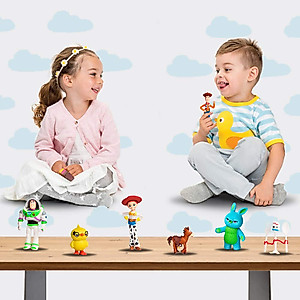 Pantyshka Toy Story Toys – Set of 7 Action Figures with Woody, Buzz and Jessie – Premium Animated Collection with Keychain Included – Fun Party Supplies for Toddlers – Cake Topper Set for Birthday