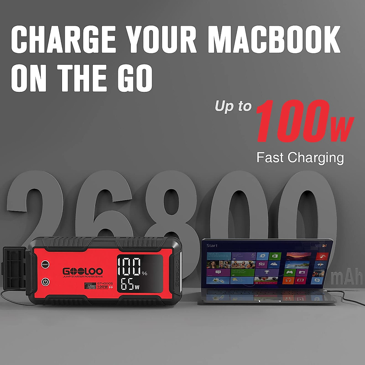 GOOLOO GT4000S Jump Starter 100W Two-Way Fast-Charging Portable Car Jump Starter EVA Storage Case