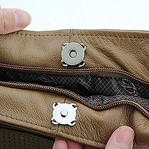 10 Sets Sew in Magnetic Bag Clasps Button Snaps Clasps Magnet Button for Purses Handbag Clothes Scrapbooking Closure Fastener Sewing Craft DIY (Silver,15mm)