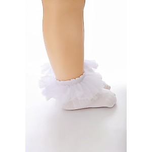 Adeimoo Newborn Baby Girls Lace Tutu Socks Toddler Eyelet Turn Cuff Ruffle Ankle Dress Socks for Infant 0-6 Months