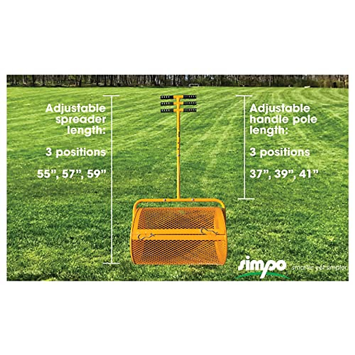 SIMPO Peat Moss Spreader Compost Spreader Lawn & Garden Spreader 24" x 16" x 59" Long Adjustable Handle