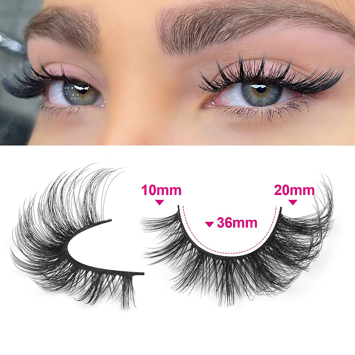 False Eyelashes Wispy Lashes Natural Look Fake Eyelashes Cat Eye Lashes Mink Fluffy Strip False Lashes Fox Eye Lashes Pack 7 Pairs ALICROWN