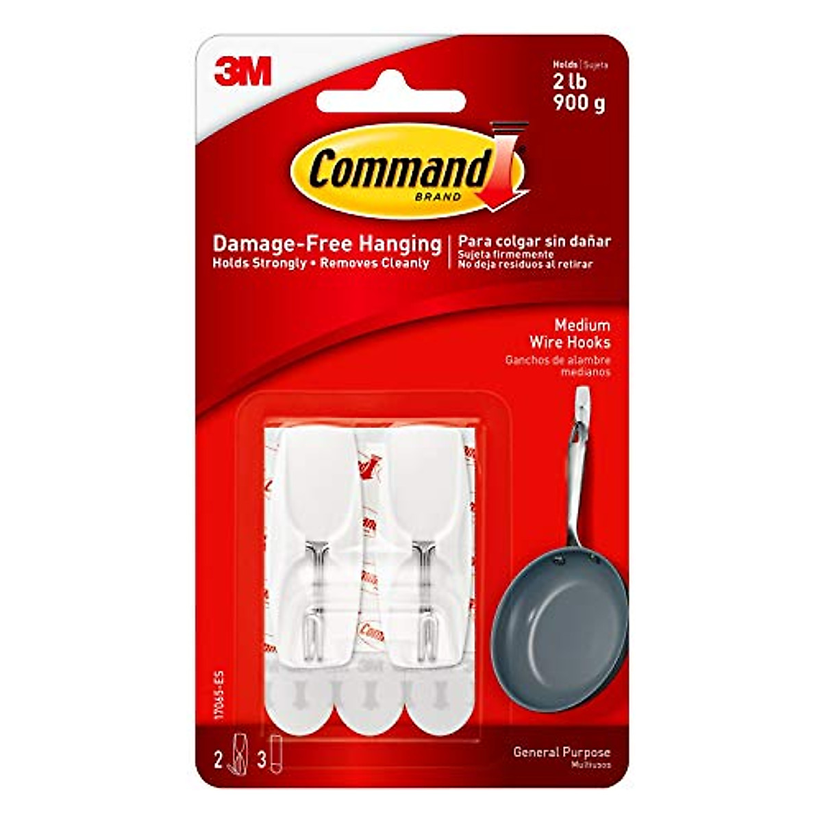 Command 17065-ES White 2 lb Capacity Hooks, Indoor Use HARDWARE, Medium, 2 Count