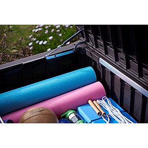 Keter Westwood 150 Gallon Plastic Outdoor Furniture Storage Deck Box, Dark Gray