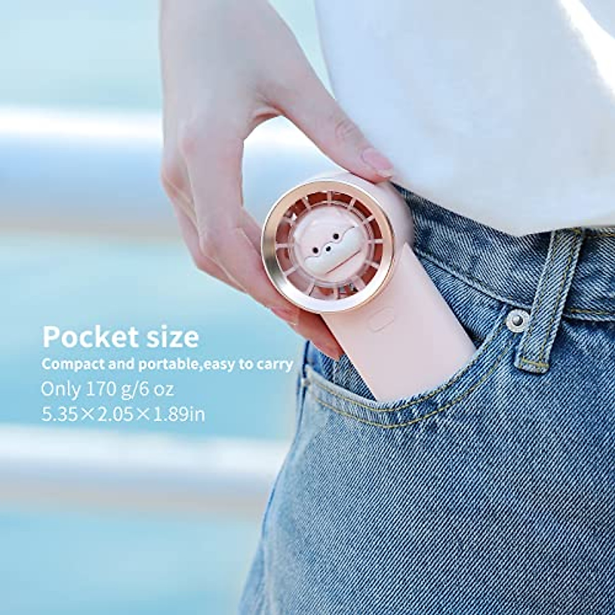 AIMHON Handheld Mini Fan, Portable Pocket Fan,3600mAh Battery Operated Rechargeable Personal Fan, 6-15 Hours Working Time for Outdoor Activities, Summer Gift for Men Women (White)