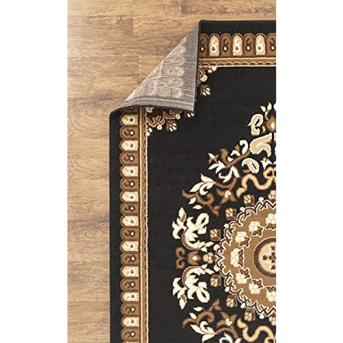 Rug and Decor Capri 124 Black Classic Oriental Area Rug Carpet Alfombra for Living Room Bed Room (5' x 7')