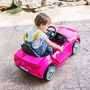 FXIONA Kids Electric Cars for Toddler Ride On with Parent Remote Control Vehicles for Girl and Boy Ride in 12V Battery Power 4 Wheels Mercedes Benz Big Toys Baby Toddler Car Music Light 3 Speed(Pink)