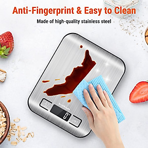 AccuWeight 211 Digital Kitchen Food Scale for Cooking Baking Coffee Scale 5000g by 1g with Tare and LCD Display Food Weight Scale, 8.11×6.42×1.18" Silvery