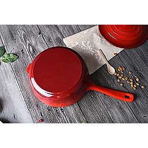 DIBOO Enameled Cast Iron Covered Sauce Pan-2.7 Quart