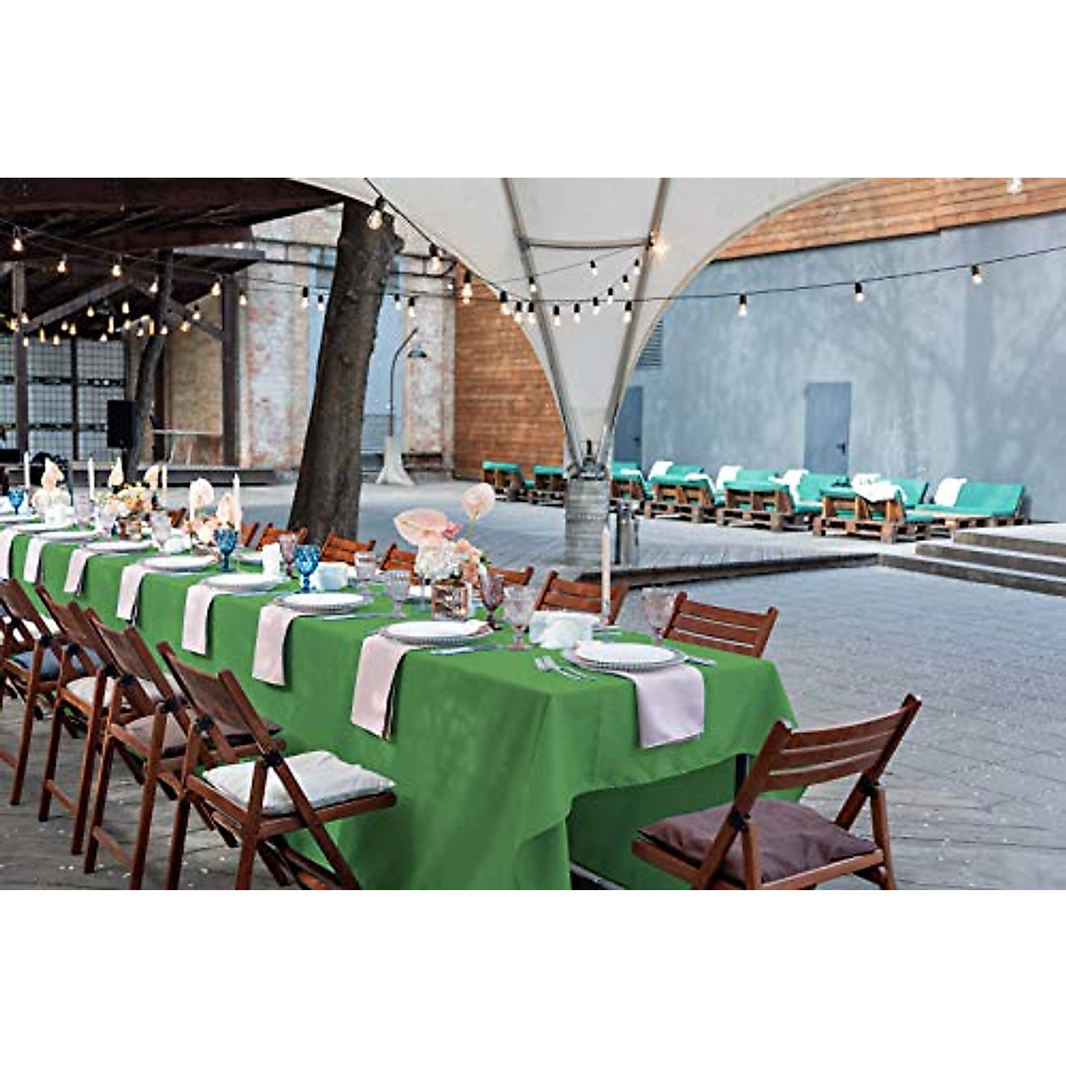 YLZYAA Rectangle Tablecloth - 60 x 102 Inch - Green Rectangular Table Cloth for 6 Foot Table in Washable Polyester - Great for Buffet Table, Parties, Holiday Dinner, Wedding & More