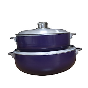 IMUSA USA 2 Piece Purple Caldero (Dutch Oven Set with Aluminum Lid (4.4Qt, 6.9Qt) Oven Safe