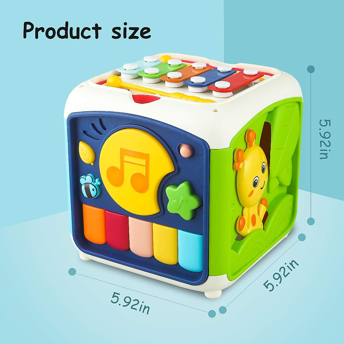 Tikooere Activity Cube Toys for 1 Year Old Gift,Toddler Toy for 12-18 Mouths with Music,Educational Learning Toys Christmas Birthday Gifts for Boys Girls Toddlers 1 2 3 Years Old(Green)