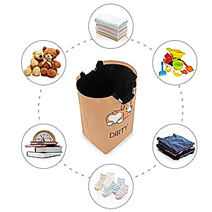 xigua Corgi Dog Laundry Basket Large Laundry Hamper Foldable Dirty Clothes Toys Organizer Bag with Handles for Bathroom,Bedroom,College Dorm,Kids Room