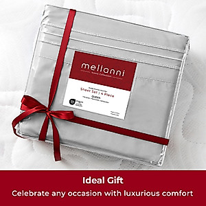 Mellanni Extra Deep Queen Sheets - 4 PC Iconic Collection Bedding - Hotel Luxury, Ultra Soft, Cooling Bed Sheets - Wrinkle, Fade, Stain Resistant (Queen, Light Gray)