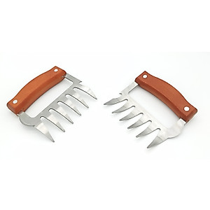 Great American Griller Meat Shredding & Chicken Shredders | Ultra-Sharp Blades & Heat Resistant Handle | Sturdy Wood - Stainless Steel Construction | for Shredding of Meat | Set of 2