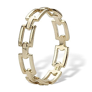 PalmBeach 10K Yellow Gold Stackable Link Ring (4mm) Sizes 6-10 Size 6