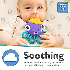 Nuby Vibe-eez Vibrating Teether - Battery Powered - Textured Surface and Easy to Grasp Toy for Baby Teething Relief - 3+ Months - Octopus