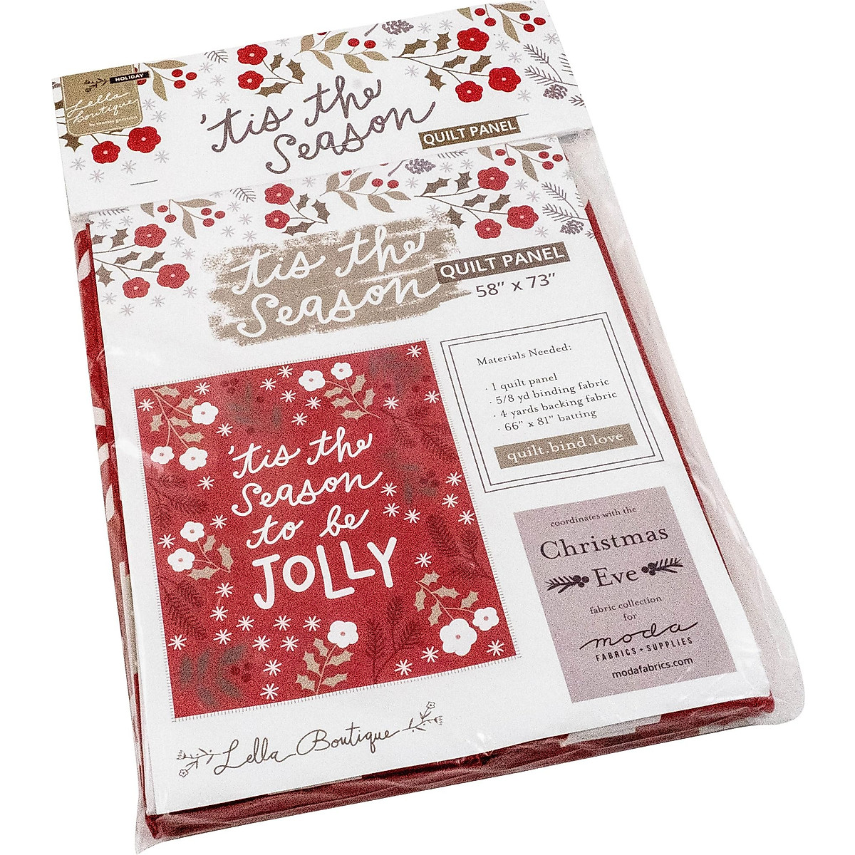 Lella Boutique Christmas Eve 'Tis The Season Panel 1 58-inch by 73-inch Panel Moda Fabrics 5188 11P