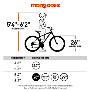 Mongoose Status 2.2 Mountain Bike for Men and Women, 26-Inch Wheels, 21-Speed Shifters, Aluminum Frame, Front Suspension, Black/Red
