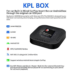 LEXXSON Wireless CarPlay Android Ai Box Wired to Wireless Android 9 Qualcomm Octa-core 4G+64G, Plug and Play
