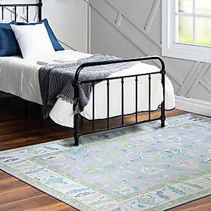 Modern Oushak Rug, Vintage Turkish Lavender Oriental Antique Inspired Washable Area Rugs, Luxury Living & Dining Room Lounge Bedroom Nursery 7'5 x 9'9